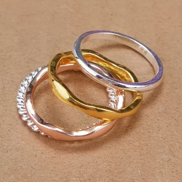 Jewelry | 225brand New 4 Piece Stackable 3 Color Ring Set Nwt | Poshmark